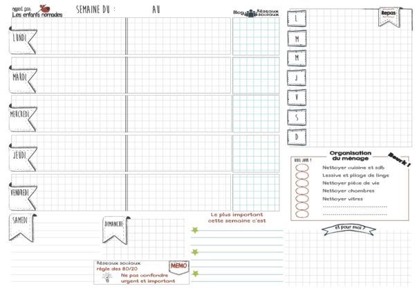 7 semainiers pour vous aider à vous organiser ! Simplement Organisée