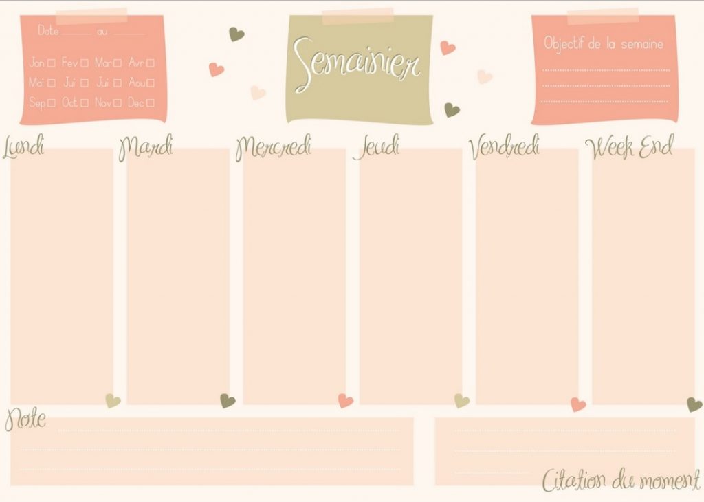 semainier - Simplement Organisée