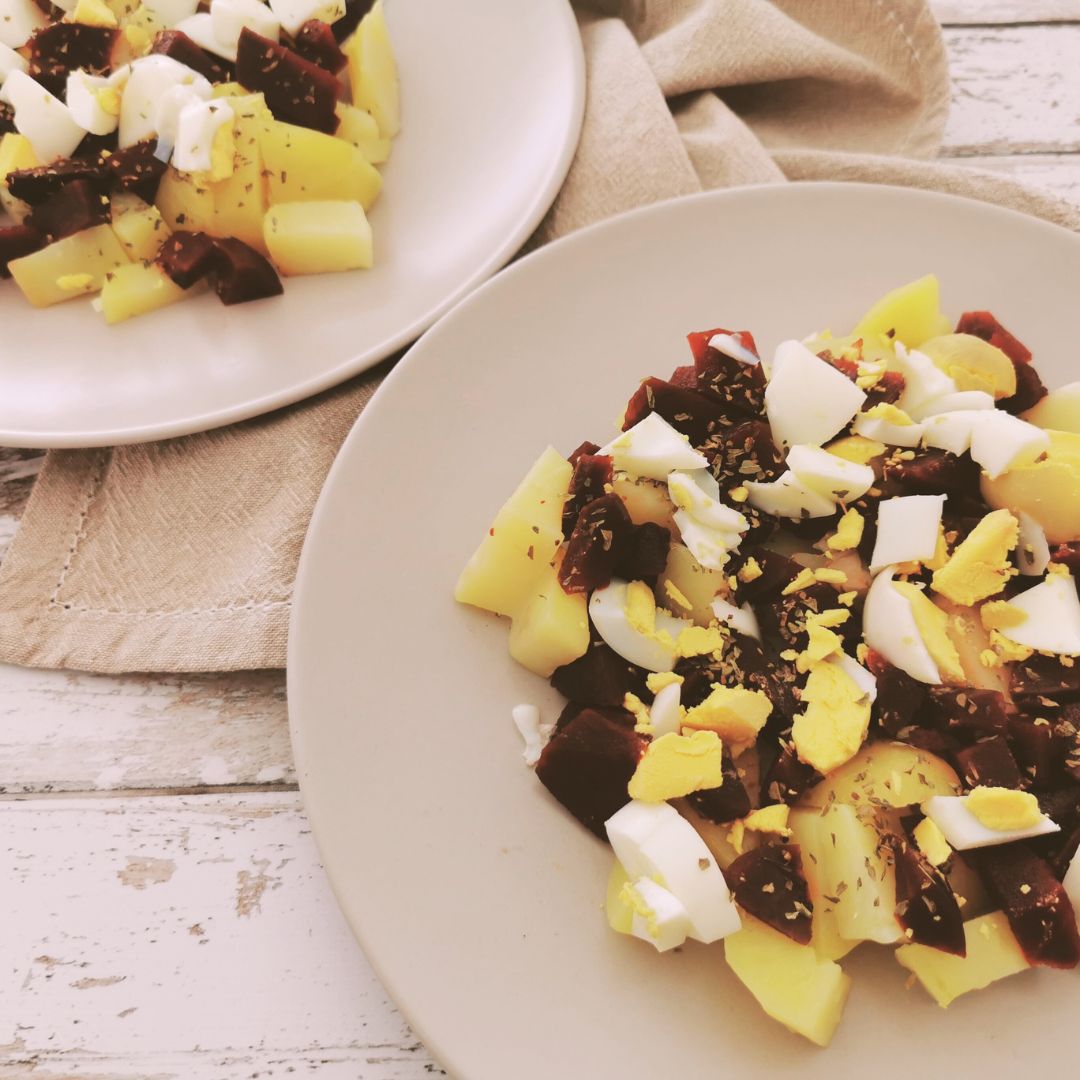 Salade de betteraves, pommes de terre, oeufs durs Simplement Organisée